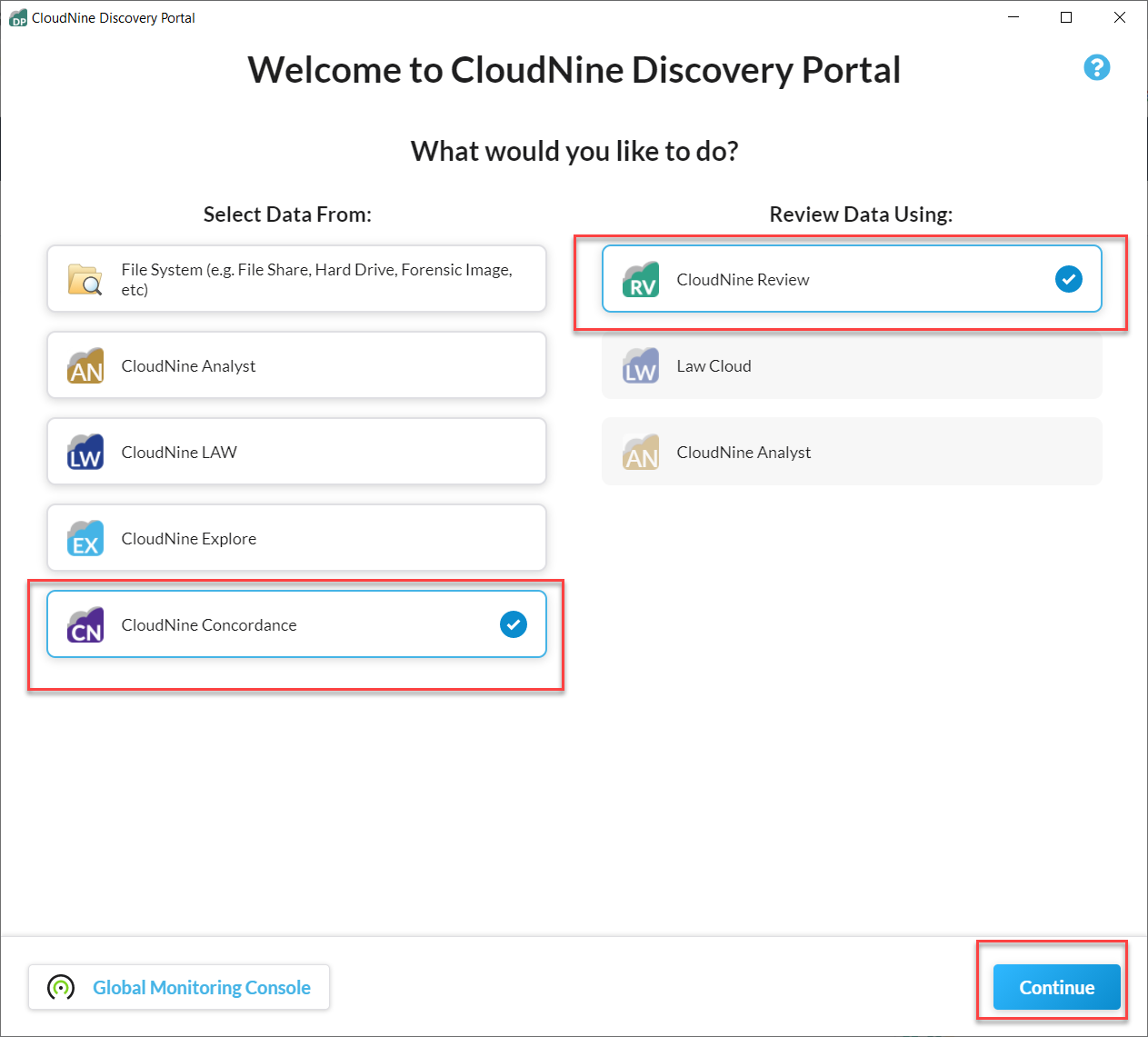 CloudNine Discovery Portal: Is there a way to move my Concordance case to CloudNine Review?